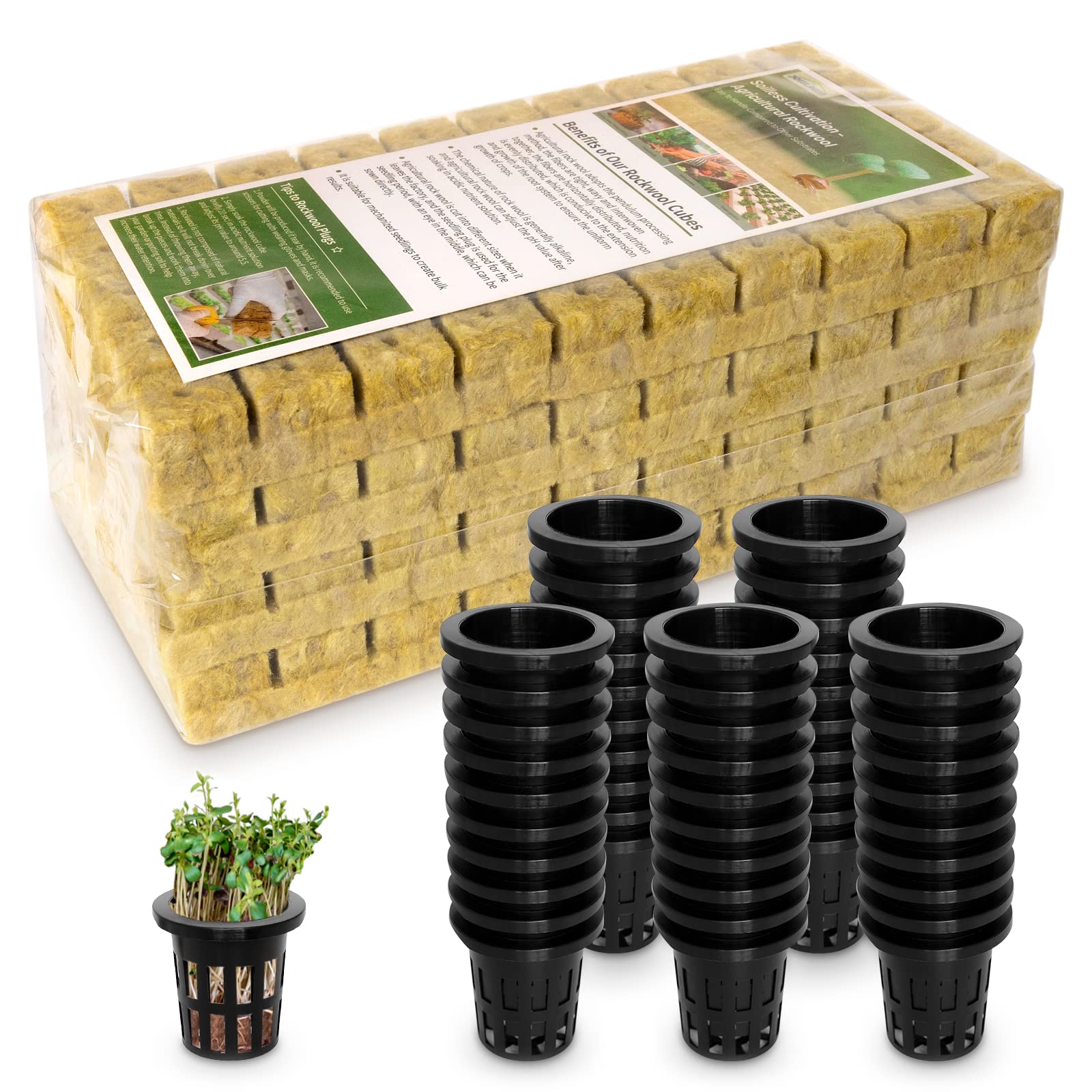 1" Rockwool Cubes for Hydroponics 200 Plugs with 50 Pack 1.… | Sierra ...